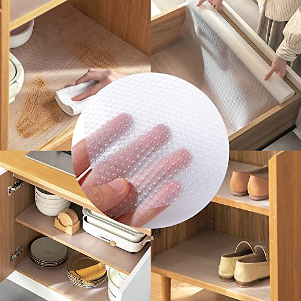 Shelf Liner Cabinet Pad Cabinet Liners ​Non Slip Waterproof Clear Kitchen Drawer Non Adhesive Mat for Fridge, Dresser, Wire Shelf, Toolbox, Cupboard, Pantry, Storage and Desk (17.7 Inch X 59 Inch)