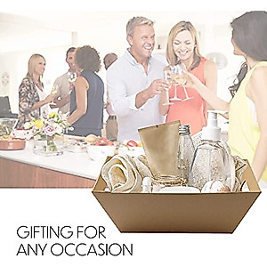 [10 Pk] Baskets for Gifts Empty| 8x10” Small Rectangular Kraft Basket with Handles|Wine, Christmas, Easter| Snacks, Farmers Market, Charity, Organizing, Shelf| Gift to Impress-Upper Midland Products