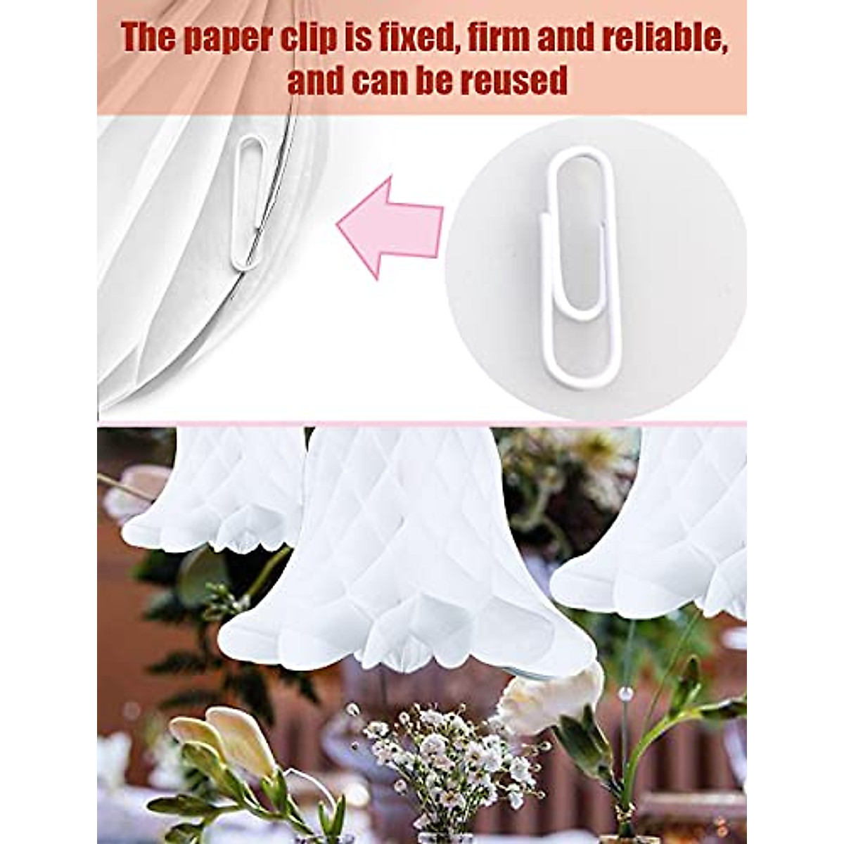 Hanging Paper Bells Honeycomb 5 Pieces and Glittery Silver Tassels,White Bridal Honeycomb Bells Decorating Supplies Suitable for Wedding Decoration, P… (10)