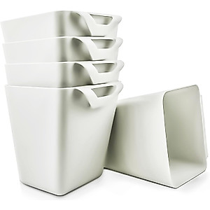 Vmiapxo 5 Pack Hanging Storage Containers, White Plastic, 4.5 x 4.5 x 5.12 inches, Hanging Bins, Cup Holder, Craft Supplies Organizer