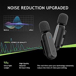 NEWWARE Wireless Lavalier Microphones for iPhone iPad, Lapel Mic with Charging Case and LCD Display, Plug-Play, Noise Reduction, for Recording, Vlog, TikTok, Live Stream (K61)