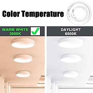 Celiwace FC8T9/WW 22 Watt and FC12T9/WW 32 Watt Set, 8 inch T9 22W Circular Light Bulbs Warm White, 12'' 32W Circline Fluorescent Bulb CRI 80, Soft White 3000K G10q