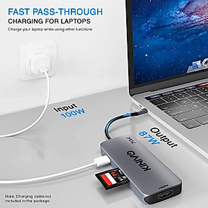 Kinivo 710UC USB-C Hub with USB C to HDMI Adapter - 25CM (4K 60Hz, 7 Ports- 3 USB 3.0 Ports, HDMI Port, 100W PD, SD and TF Card Readers)