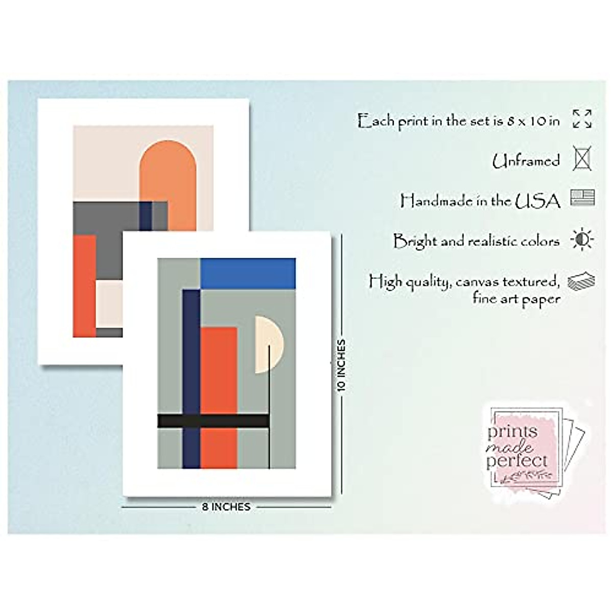 Mid Century Contemporary Wall Art - Modern Abstract Prints - (Set of 6) – 8x10 - Unframed - Minimalism Décor