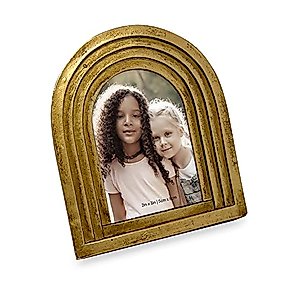 Isaac Jacobs 2x3 Vertical Gold Arc Resin Picture Frame with Gradient Design, Decorative Photo Frame, Tabletop & Wall Display, Hanging Display & Home Decor (2x3, Gold)