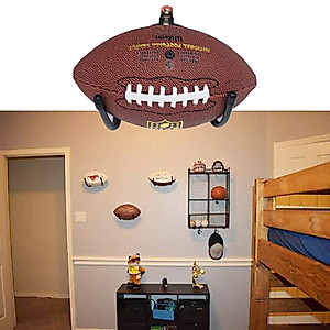 Pack of 2 , Rack with Adjustable Hooks Equipment Organizer Storage — W Claw Wall Mount Football Holder Ball Display Rack for Helmet, Gloves, Coats, Hats/Metal and Silicone Rubber Black Finish.