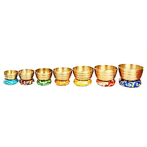 Chakra Healing Tibetan Bronze Singing Bowl 7 Sets of Meditation Bowls From Nepal
