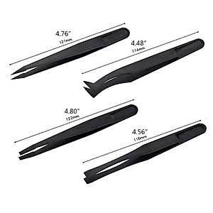 Putty 10PCS Plastic Scraper Tool + 4PSC Precision Anti-static Tweezers, Scratch Free Cleaning Pen-Shaped Scraper Tool Stiff Multipurpose for Tight Spaces Scraper Small Plastic Scraper Tool