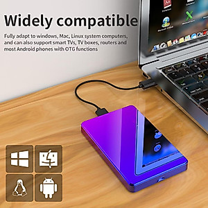 Portable External Hard Drive 500GB 1TB 2TB 4TB 2.5 inch UASP External Mobile Data Storage Hard Disk USB 3.0 Ultra Slim Aluminum HDD Backup for PC/Desktop/Laptop/TV/Mac/MacBook/Windows,Black,1TB