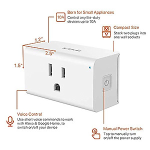 Tenda Beli Smart Plug SP3-Mini Smart Home WiFi Outlet | Works with Alexa Echo dot & Google Assisstant | Voice or App Remote Control | ETL/FCC Listed | No Hub Required,White,2-Pack