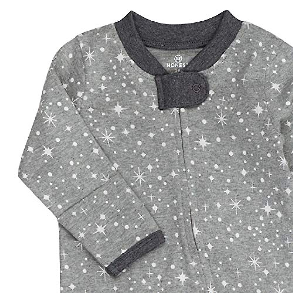 HonestBaby Sleep and Play Footed Pajamas One-Piece Sleeper Jumpsuit Zip-front PJs Organic Cotton for Baby Boys, Unisex, Twinkle Star, 3-6 Months