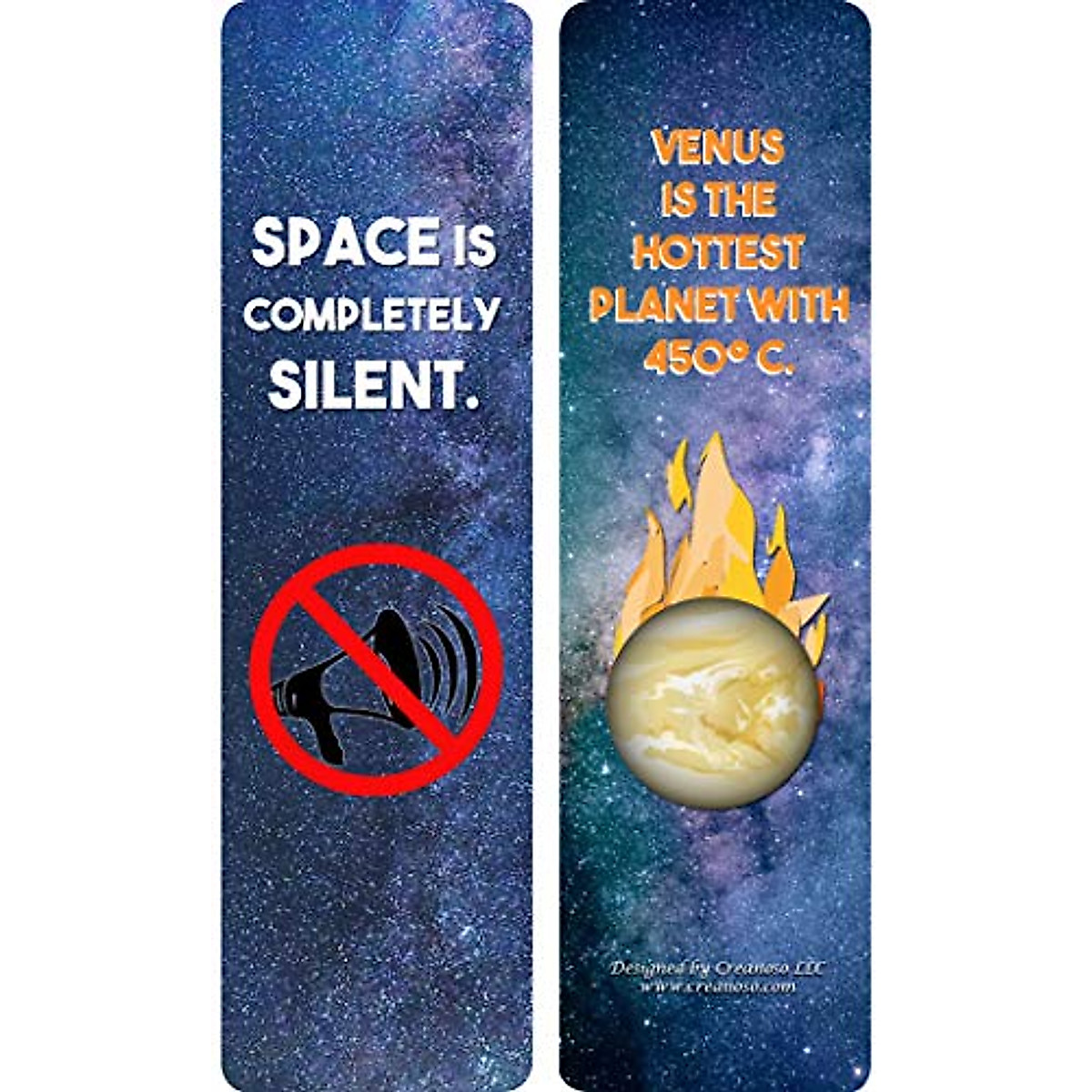 Creanoso Space Fun Facts Bookmarks (30-Pack) – Bookmarker Cards Bulk Set – Premium Gift for Men & Women, Adults, School Children– Giveaway Tokens Gift Ideas – Science Rewards Incentives Book Clippers