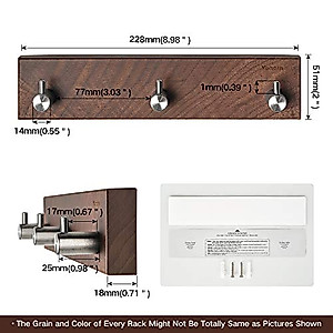 YOHOM Key Holder for Wall Adhesive Coat Hanger with Hooks Wood Hat Rack Wall Mounted Towel Hook Rail Organizer for Robe Washcloth Closet Entryway Door Kitchen Hallway