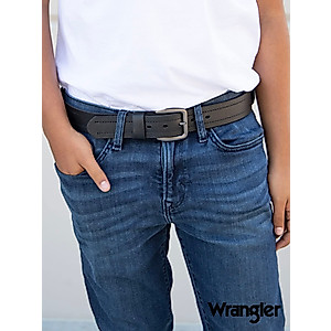 Wrangler Men’s Leather Embossed Logo Casual Every Day Belt for Jeans, Khakis Black 36