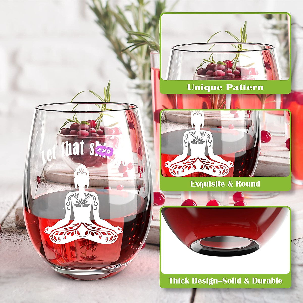 Funny Wine Glasses - Stemless Funny Wine Glasses for Women, Cute Wine Glass for Best Friend Gag Gift, Stemless 17oz with Gift Box, White Elephant Gifts for Hilarious Party, Event, Hosting Fun