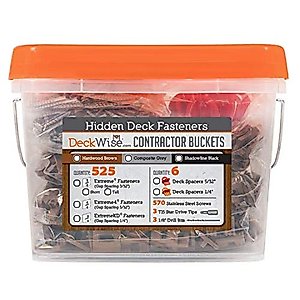 DeckWise (Black) Ipe Clip Extreme S Hidden Deck Fasteners, 5/32" Gap, Stainless Steel Black #8x2" Trim-Head Screws for 300 Sq.Ft. of AD and KD Hardwood, Thermal or Composite Decks (525 Bucket)