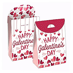 Big Dot of Happiness Happy Galentine’s Day - Valentine’s Day Gift Favor Bags - Party Goodie Boxes - Set of 12