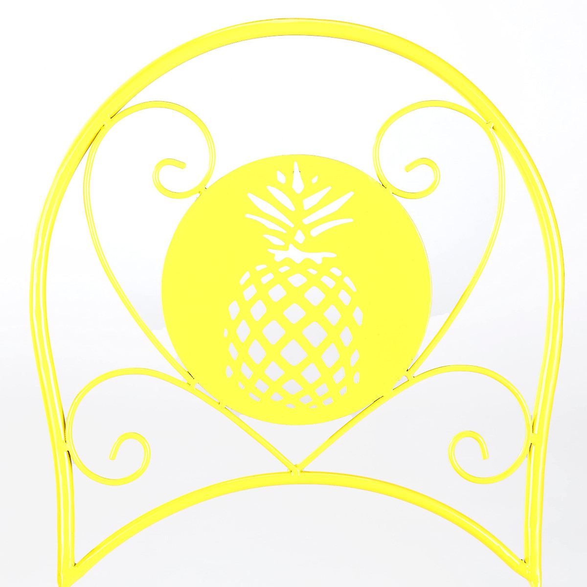 The Lakeside Collection Retro Vintage Metal Bistro Chair Patio Furniture with Pineapple Detail in Yellow