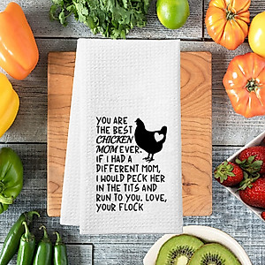PXTIDY Funny Chicken Kitchen Towel Chicken Lady Towel Sweet Housewarming Gift New Home Tea Towel Decorative Waffle Dish Towel