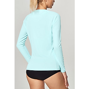IUGA Rash Guard for Women UPF 50+ SPF & UV Protection Clothing Long Sleeve Shirts for Women with Pockets Hiking Swim Shirt Green