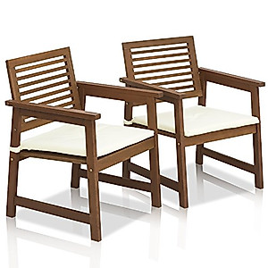 Furinno Tioman Hardwood Armchair in Teak Oil, 2 Arm Chairs, Natural