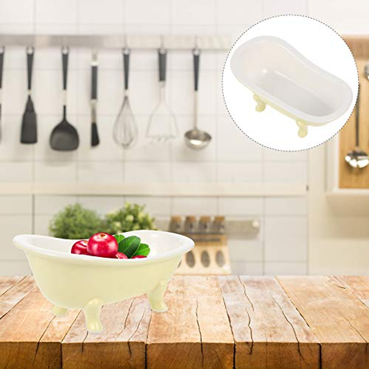 Hemoton Wine Cups Yellow Ceramic Dessert Bowls Bathtub Shape Food Serving Bowl Reusable Ice Cream Bowl Household Candy Bowl Dish Appetizer Bowls for Home Restaurant Trifle Bowl