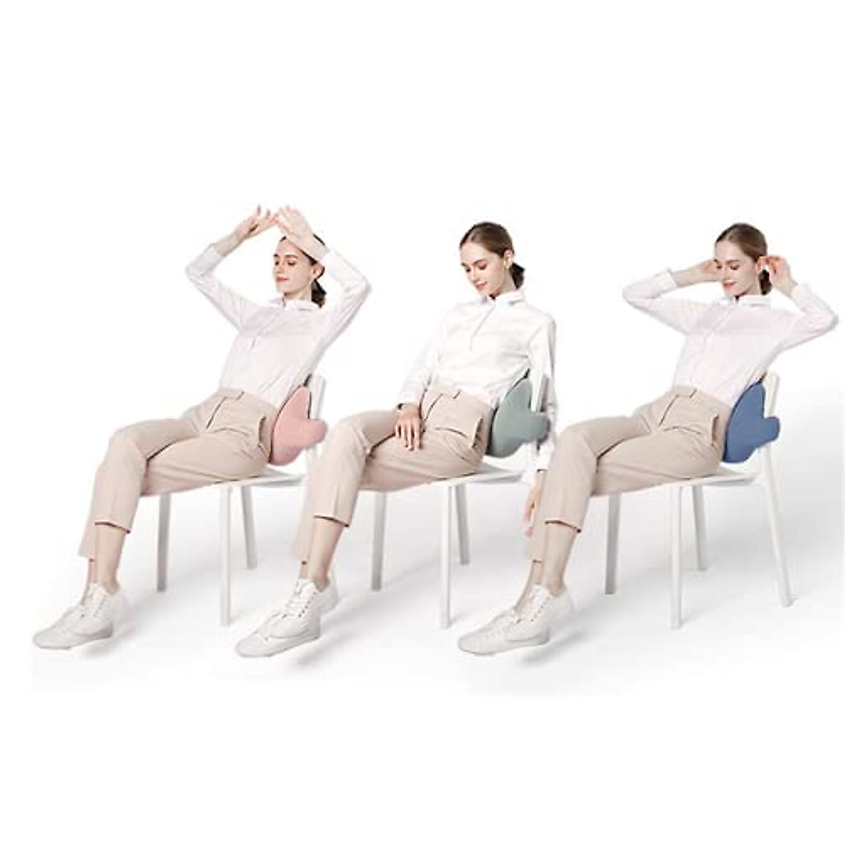 PSVOD Butt and Back Cushion for Office Chair，Back Cushion for Office Chair Posture Pink,Pillow Seat Cushions for Chairs (Blue)