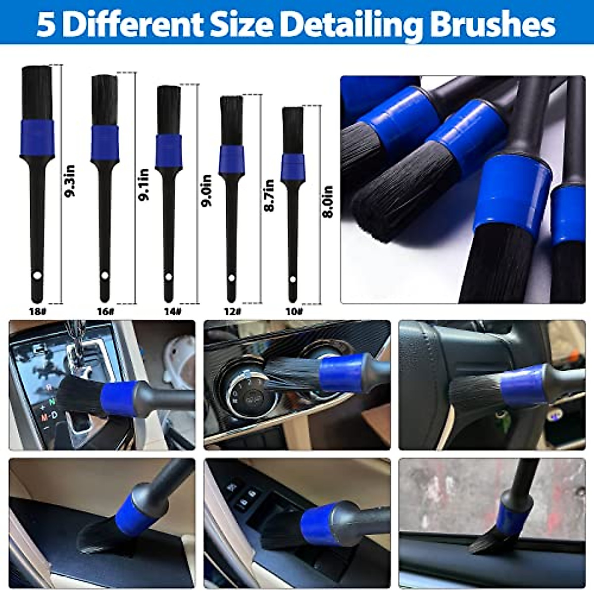 25PCS Car Detailing Brush Kit, Cleaning Detail Brushes Set with Car Dash Duster Brush, Car Cleaning Supplies Interior Exterior Brushes Kit (Wash Mitt, Towels, Polishing Pads, Cleaning Gel and Sponge)