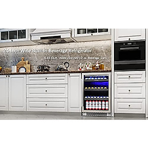 Ca'Lefort Beverage Refrigerator, 24 Inch Wide 220 Cans Beverage Cooler, Refrigerator with Touch Control Intelligent Digital Down To 34°F Degrees Beverage Drink Beer Mini Fridge for Home Office Gym