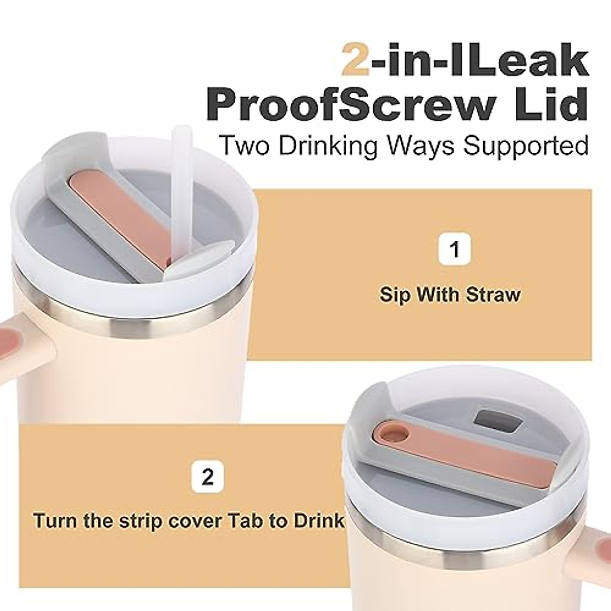 YTTL 40 oz Tumbler with Handle and Straw,1200ml Insulated Cup Reusable Stainless steel,Thermal insulation,leak proof Tumbler,Dishwasher Safe (Viridis)