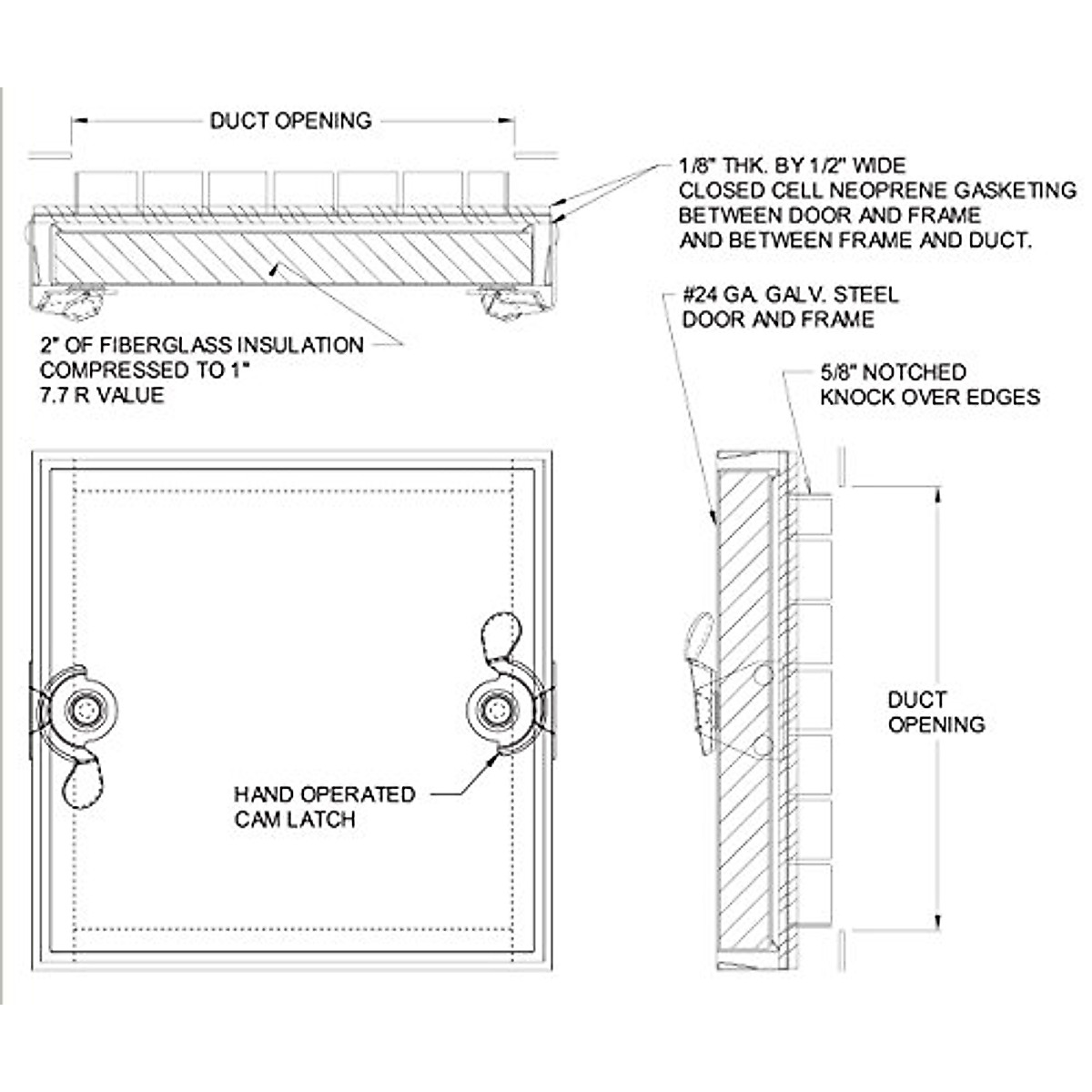 Acudor CD-5080 Duct Access Door 18 x 18 for Fiberglass Ducts