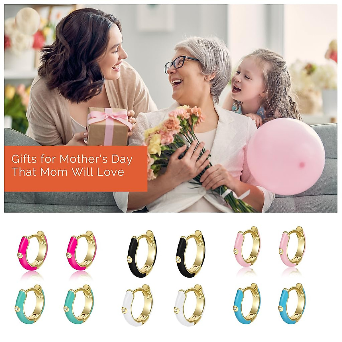 Enamel Hoop Earrings Sets, 18K Gold Plated Small Colorful Hoop Earrings, 6 Pairs Preppy Colored Gold Huggie Hoop Earrings, Cute & Atheistics Earrings Suitable for Women