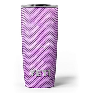 Design Skinz Black Slanted Lines of Purple Clouds - Skin Decal Vinyl Wrap Kit Compatible with The Yeti Rambler Cooler Tumbler Cups