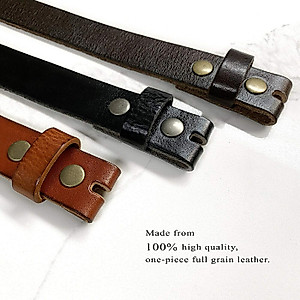 BS100 Genuine One Piece Full Grain Leather 1-1/8"(30mm) Wide Belt Strap with Snaps (Black, 34)