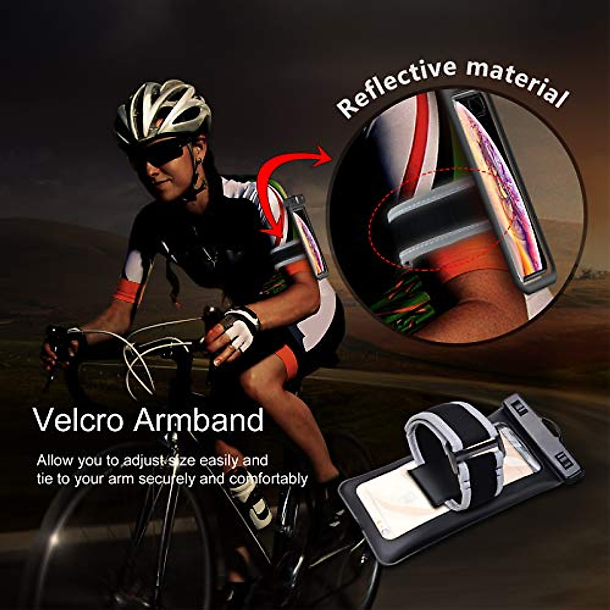 Tiflook Floating Waterproof Phone Pouch with Lanyard and Armband Dry Bag Holder Underwater Case for Motorola Moto G Power G Stylus G Play E E6 One 5G G7 Power G7 Play G6 Z4 Z3, Black