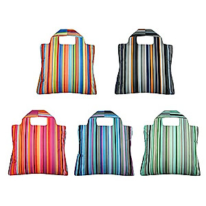 Envirosax Reusable Bag Polyester Shopping Grocery Bags Set of 5 Delightful Stripe Designs Water Resistant