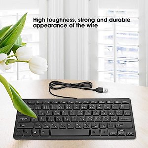 Wired Mini Japanese Keyboard,USB Interface Keyboard with White Japanese Lettering for Computer, Mute Ultra-Thin 78 Key Japanese English Black USB Wired Computer Keyboard(Black)