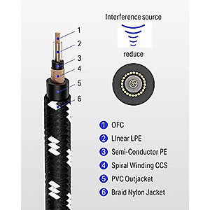 Donner Guitar Cable 10 ft, Electric Instrument Cable Bass Amp Cord for Electric Guitar Bass Amplifier Audio, 1/4" Right Angle to Straight, Black White