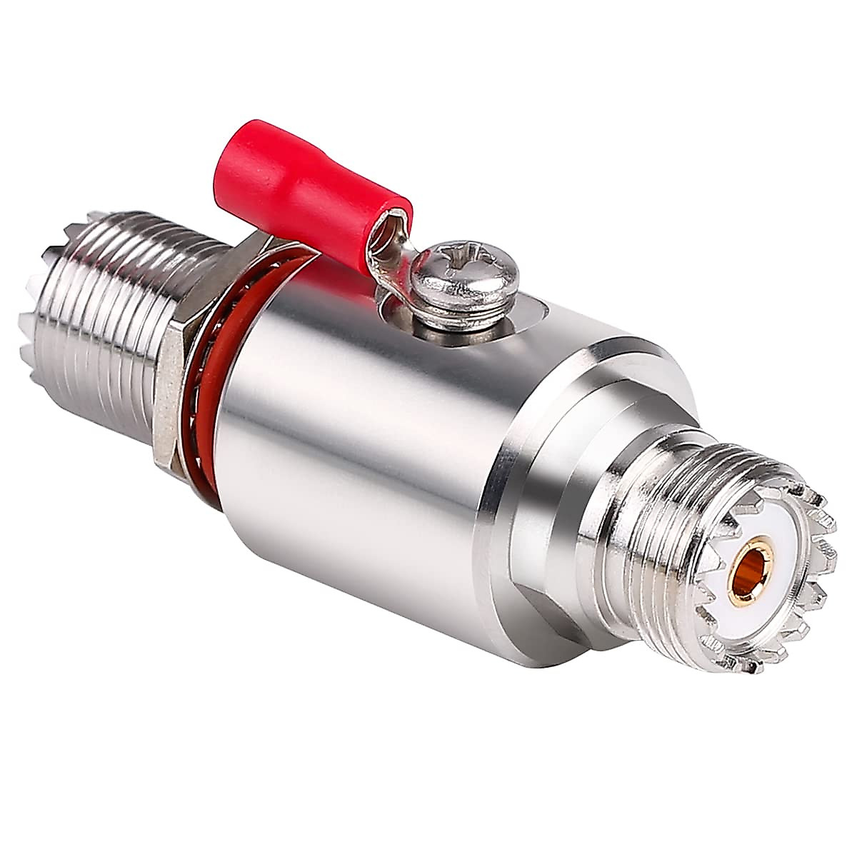RFiotasy UHF Coaxial Lightning Arrestor PL-259 Lightning Surge Protector PL259 Socket (UHF Female) to SO239 Socket (UHF Female) Bulkhead for CB Radio, HAM Radio Gear, 2-Way Base Stations RFiotasy