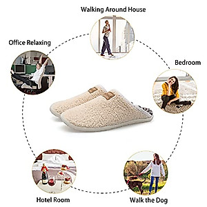 Fuzzy House Slippers for Women Men Indoor Closed Back Lightweight Cozy Faux Furry Lining Barefoot House Shoes Slipper Socks for Bedroom Home Office Yoga Outdoor Walking Shoes 6.5-7.5 Women/5-5.5 Men