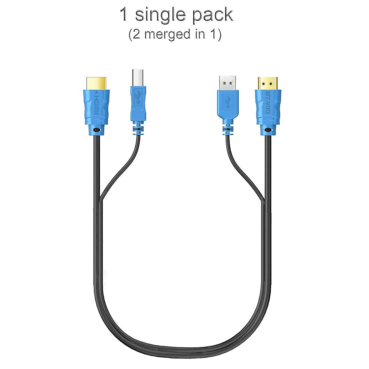 MT-VIKI 2 Packs USB HDMI KVM Cable 10ft 4K HDMI USB A to HDMI USB B Twin Cord for Standard KVM Switch 10ft