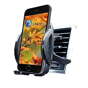 Onyx Air Vent Universal Smartphone Car Mount Holder - Cradle for Iphone 6 Plus /5S, Samsung Galaxy S5 S4 S3 Note 3 and other Smartphones unto 4.0" wide - Black
