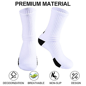 Finerview Elite Basketball Socks For Men, 4 Pack Cushion Performance Crew Athletic Socks for Youth Boys Girls Kids