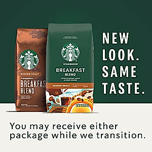 Starbucks Medium Roast Whole Bean Coffee — Breakfast Blend — 100% Arabica — 6 bags (12 oz. each)