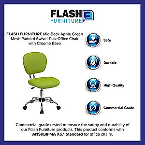 Flash Furniture Mid-Back Apple Green Mesh Padded Swivel Task Office Chair with Chrome Base