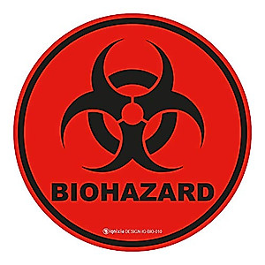 Ignixia Biohazard Sign Decals (Pack of 10) Round Stickers for Hospitals, Labs, and Industrial use Universal Biohazard Symbol