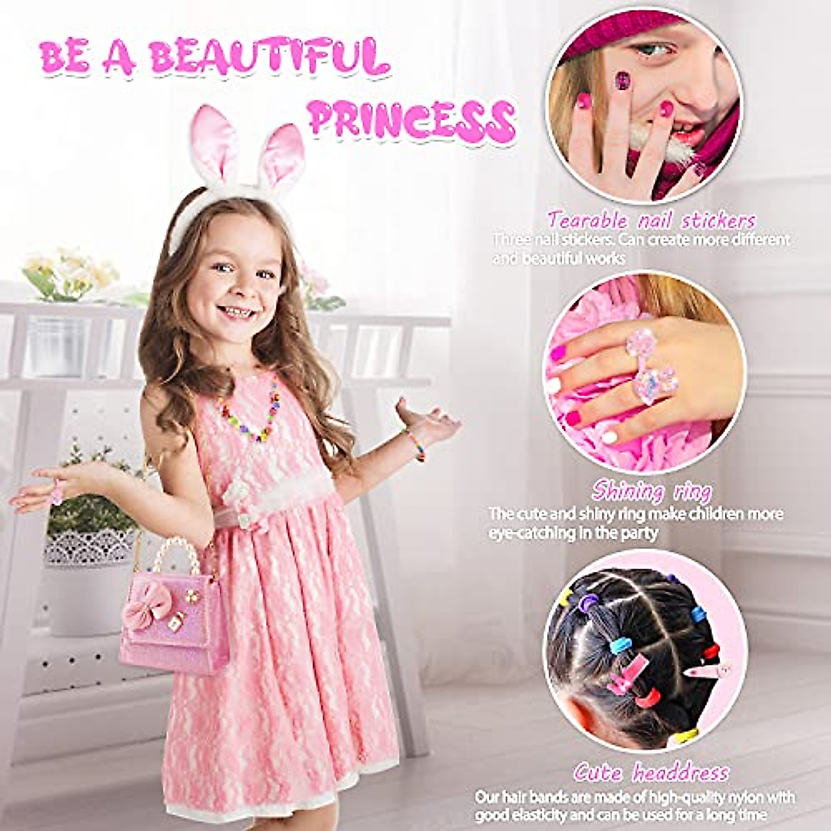 balnore 27 Pcs Girl Pretend Makeup for Toddlers - Toddler Makeup Kit with Purse | Pink Make up for Kids, Birthday for Girls 3 4 5 Years Old