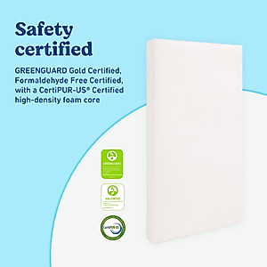 Graco Premium Foam Crib & Toddler Mattress – GREENGUARD Gold and CertiPUR-US Certified, 100% Machine Washable, Breathable, and Water-Resistant Cover, Meets All Applicable Category Safety Standards