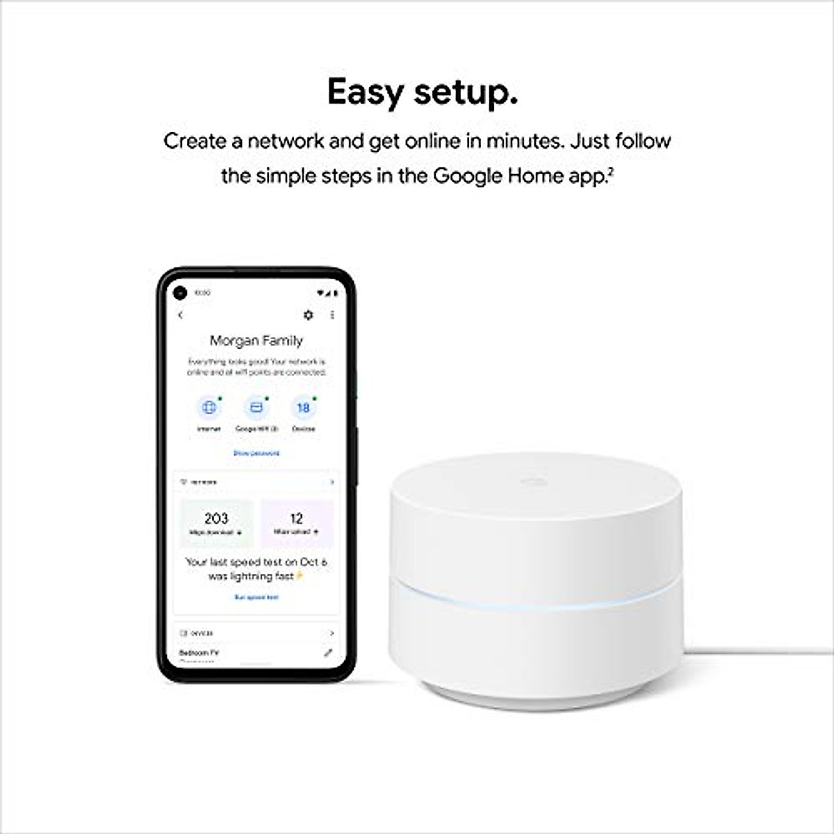Google Wifi - AC1200 - Mesh WiFi System - Wifi Router - 1500 Sq Ft Coverage - 1 pack