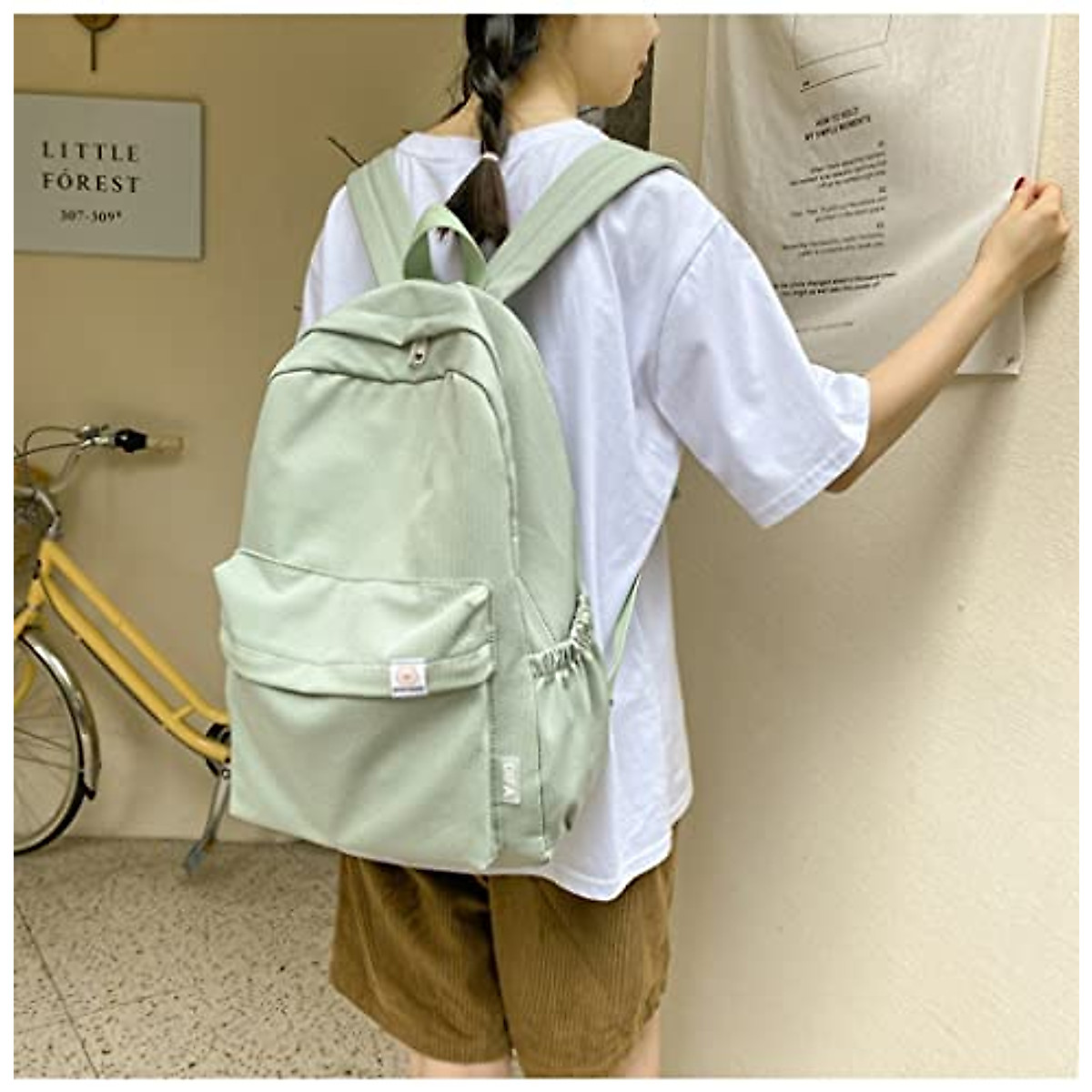 Kawaii Backpack Aesthetic Backpacks Back to School Supplies Aesthetic School Supplies for Teen Girls Women Mochila (Green)